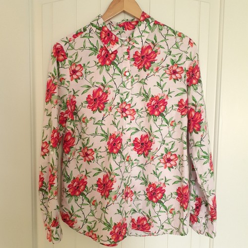 Charter Club Linen Long Sleeve Floral Print Roll Tab Button Up Shirt ...
