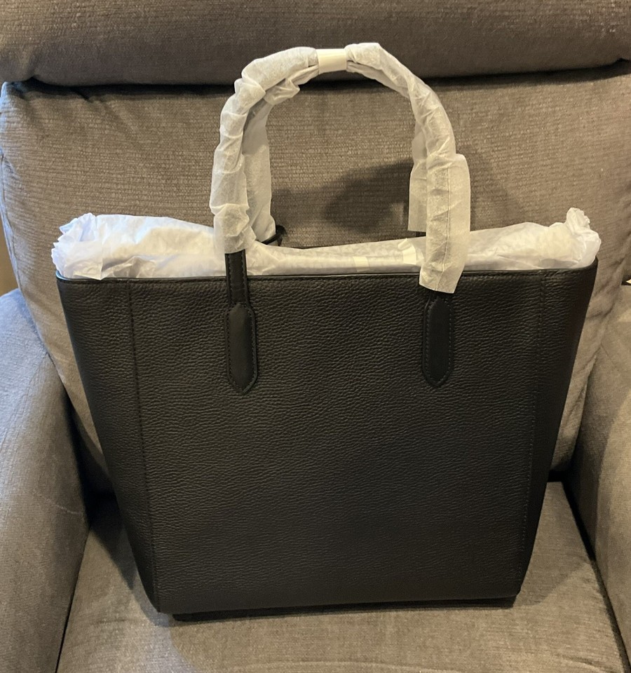 New Michael Kors Sinclair Black Leather Gold Hardware Large Tote Bag ...