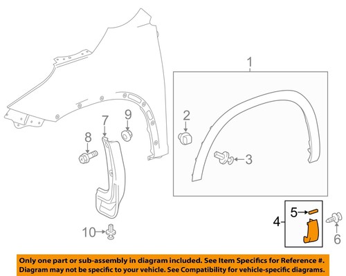 2014-2019 Toyota Right Front Fender Lower Molding Assembly 75601-0E100 ...