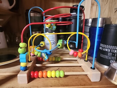 Bead Maze Toy for Toddlers Wooden Colorful Abacus Roller Coaster ...
