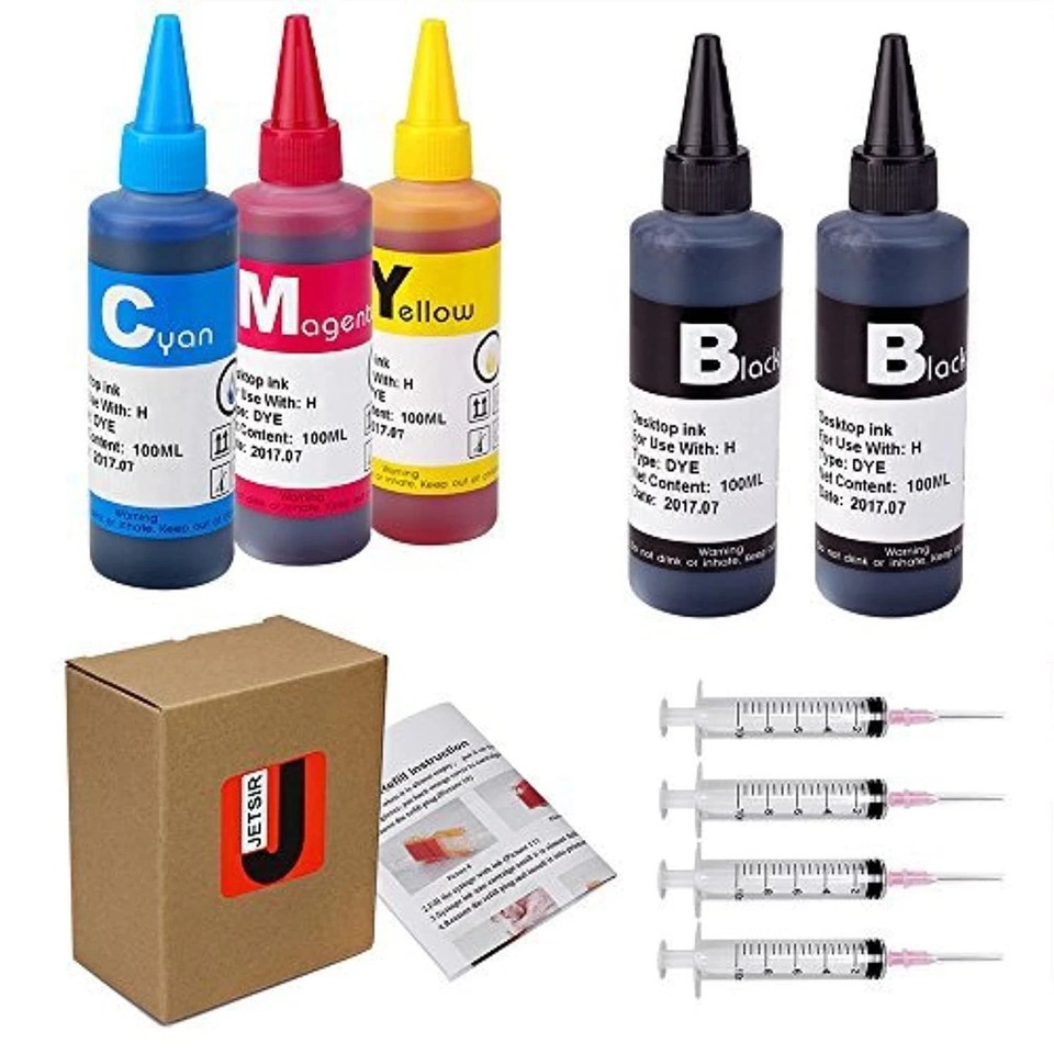 4-Color Bulk Ink Refill Kit for HP Inkjet Printer Cartridges 500ML | eBay