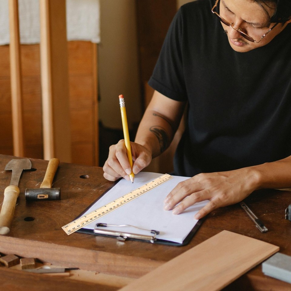 26pcs 30cm Bamboo Ruler Wooden DIY Yardstick Tailoring Bamboo Ruler ...