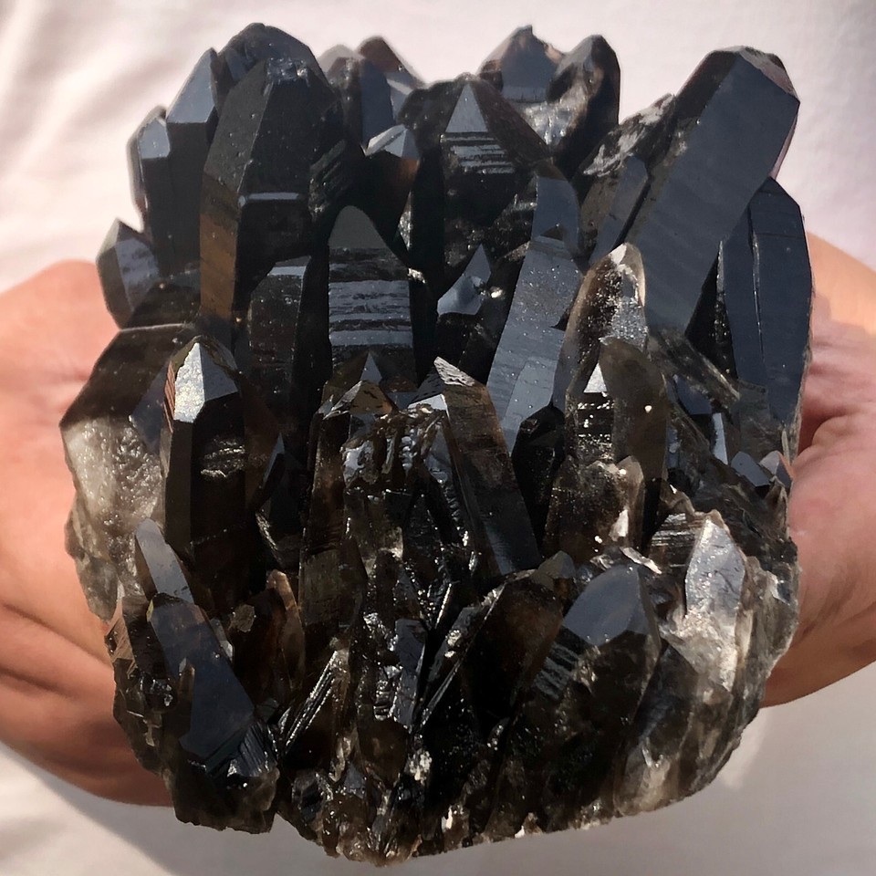 3.72lbNatural Black QUARTZ Crystal Cluster Mineral Specimen Collection ...