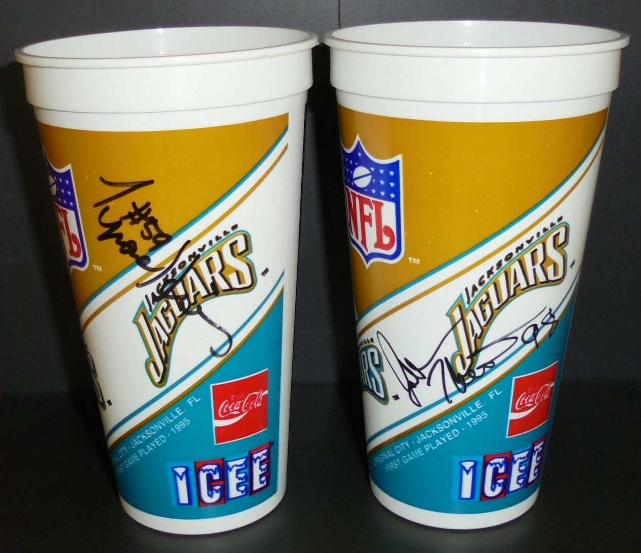 NFL Jacksonville Jaguars Football Team Players Signed 1997 Icee Drink ...