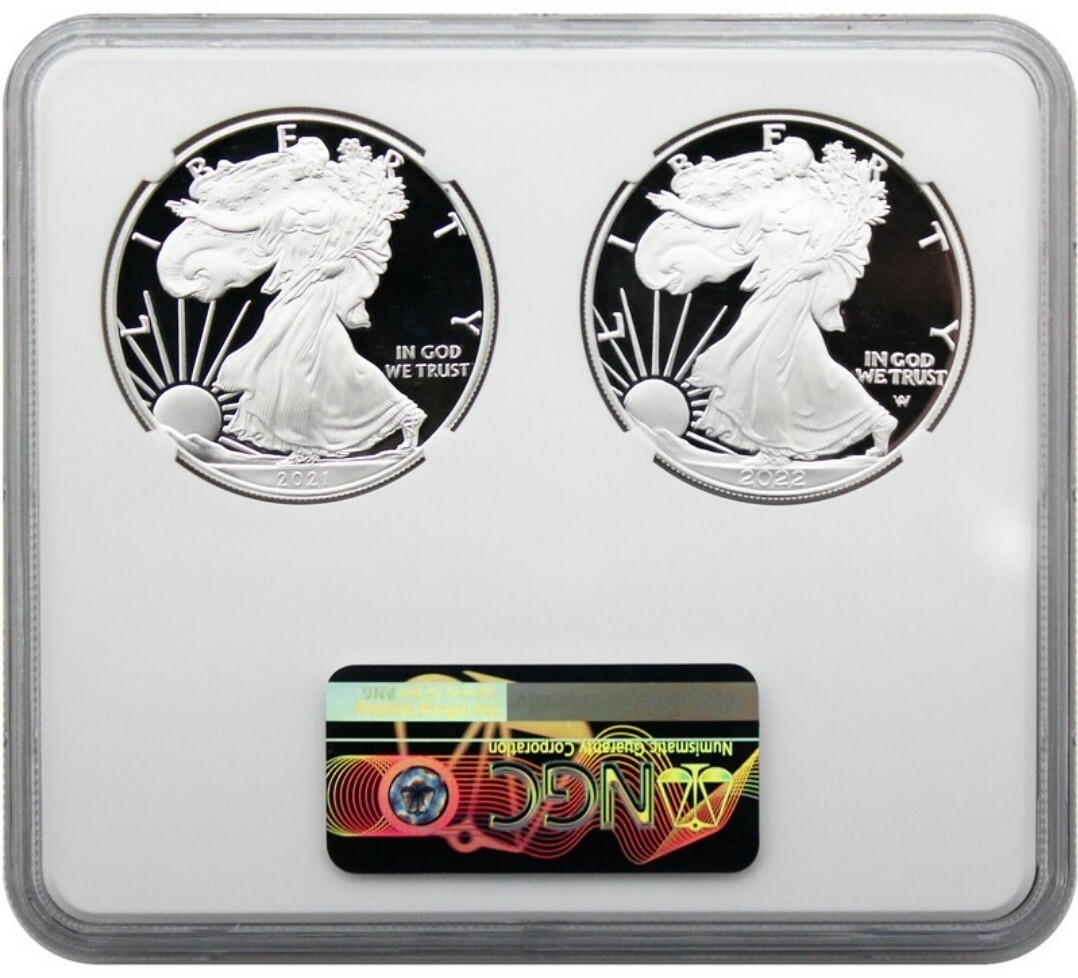2022 & 2021 W NGC PF70 $1 Type 1 & 2 T2 T1, Silver Eagle Congratulations Set !. | eBay