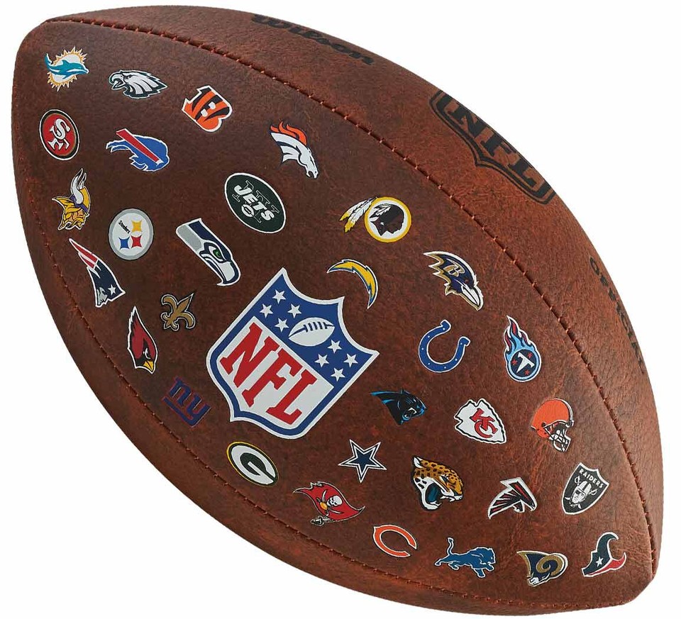 WILSON NFL 32 TEAM THROWBACK AMERICAN FOOTBALL OFFICIAL BALL WITHOUT ...