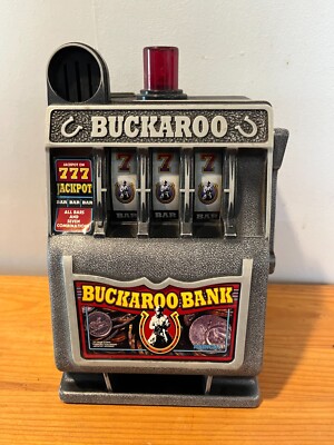 Vintage BUCKAROO Plastic Slot Machine Bank Toy Tested Missing Battery ...