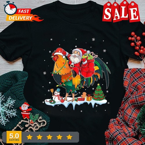 Santa Riding Rooster Shirt Funny Rooster Christmas Shirt Chicken ...