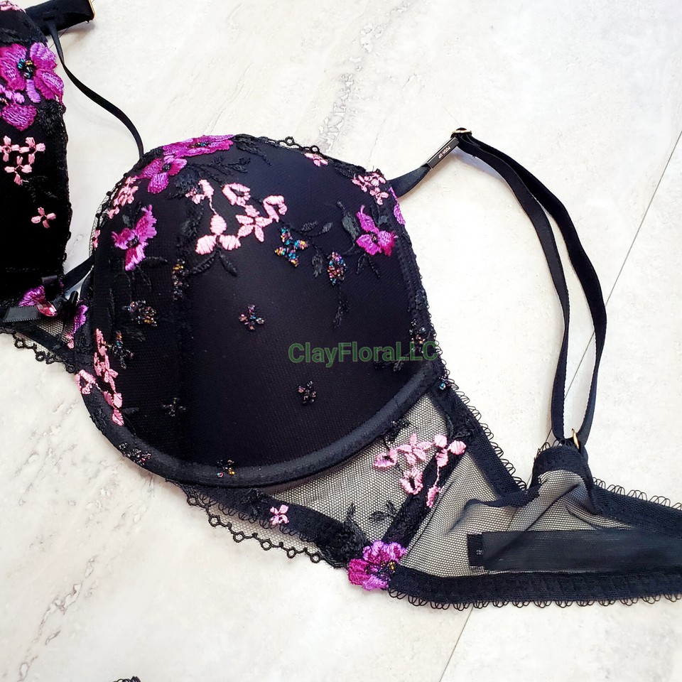Victoria's Secret VERY SEXY BRA SET lace Push Up embroidery floral ...
