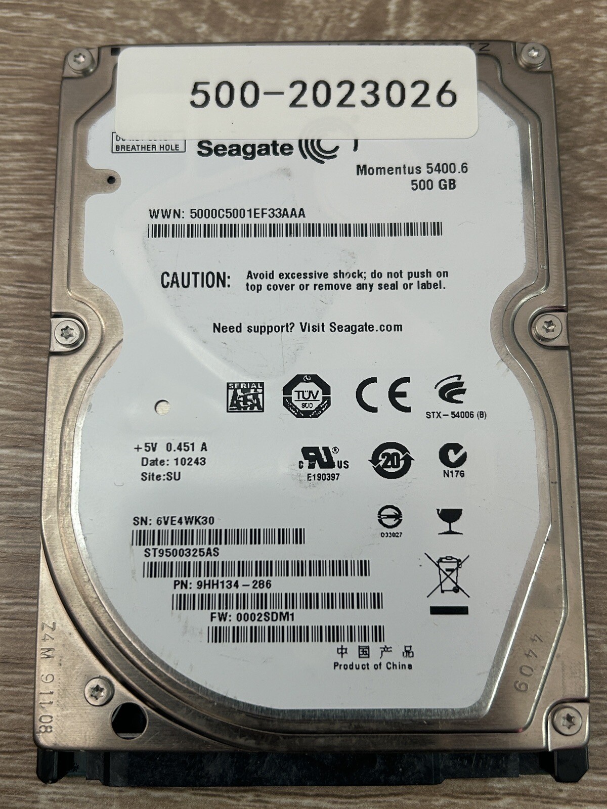 ST9500325AS pn:9HH134-286 fw:0002SDM1 s/n:5VE 500GB SATA 2.5" HDD | eBay