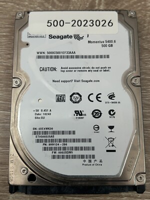 ST9500325AS pn:9HH134-286 fw:0002SDM1 s/n:5VE 500GB SATA 2.5" HDD | eBay