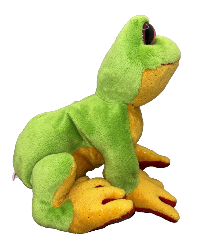 GANZ WEBKINZ 8.5" Tree Frog Plush Toy HM109 Lime Green Yellow Cute Frog ...