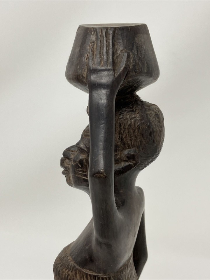 Ebony Wood African Woman Tanzania Hand Carved By Makonde Tribe DAMAGE ...