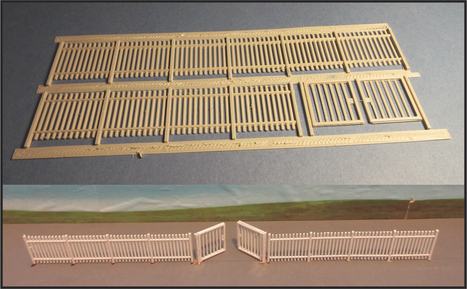 Factory fencing 3D printed. 340mm length including pair of Gates 00 ...