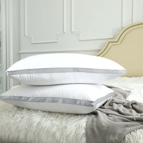Queen 2 Pack Overstuffed Gusseted Cotton Bed Pillows for Sleeping,(20 ...