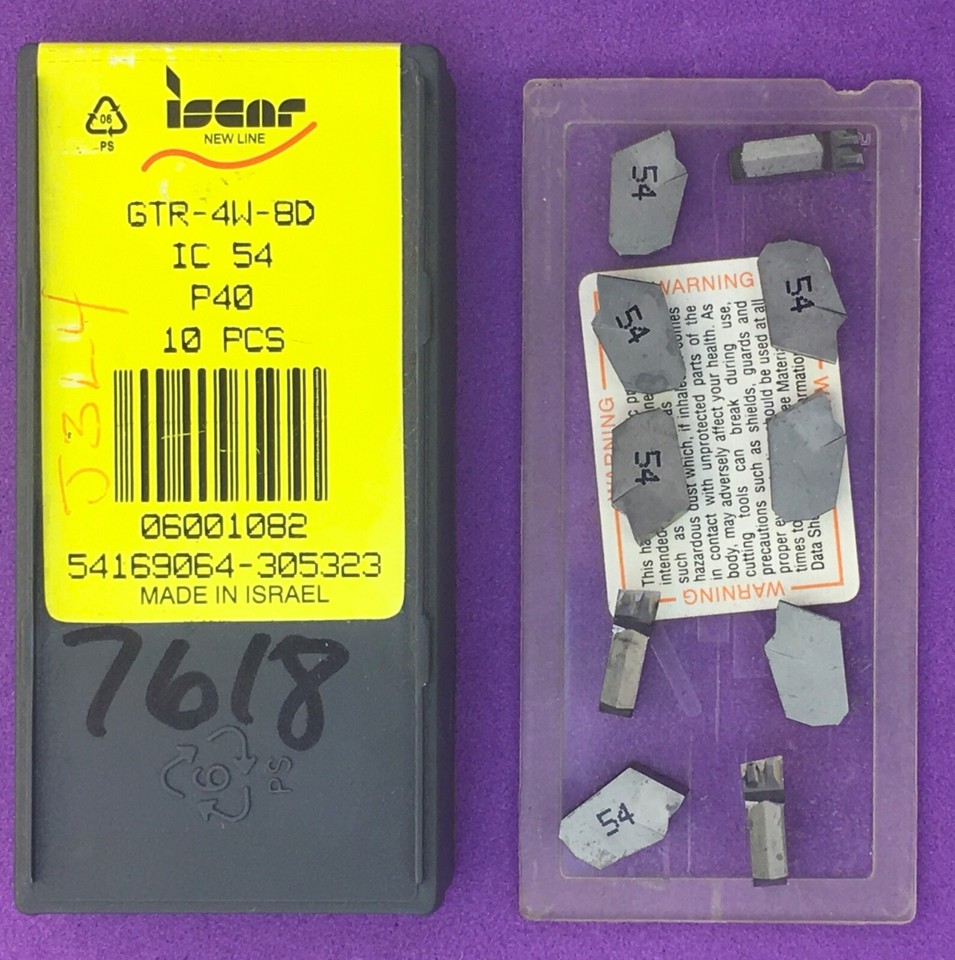 10 pc ISCAR GTR - 4W - 8D Carbide Grooving Inserts: IC54🎯Machinist | eBay