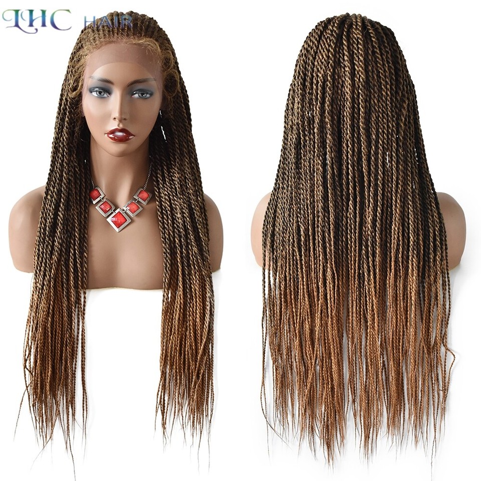Swiss Lace Front Kanekalon Synthetic Box Twist Braid Wig Micro Cornrow ...