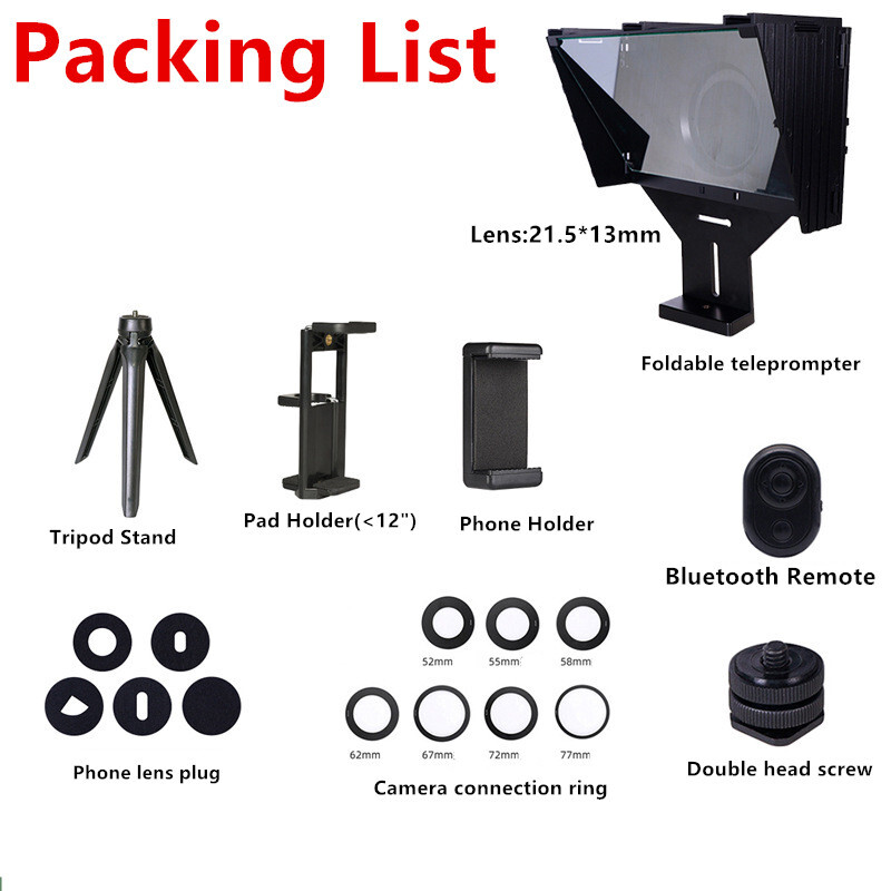 Teleprompter Metal Prompter Kit for DSLR Camera Camcorder Phone + RC ...