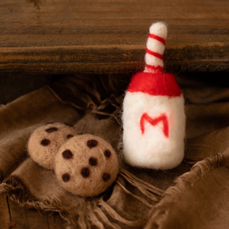 DIY Baby Wool Felt Milk Bottle+Cookies Decorations Photography Props ...