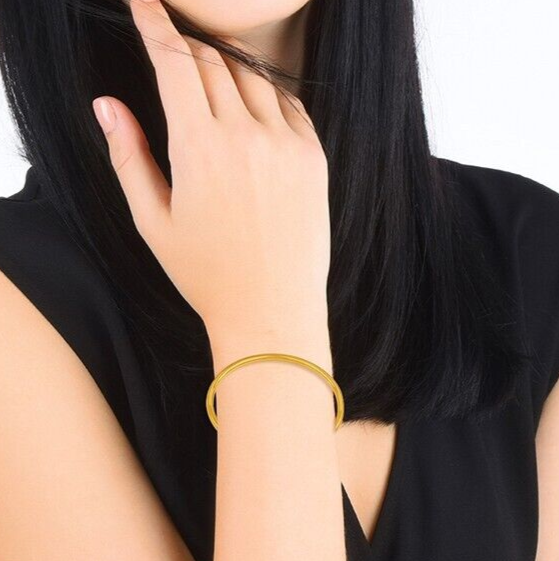 18K Solid Plain Bangle Bracelet, Gold Stackable Bangles, Round Band Bangle, Gift | eBay