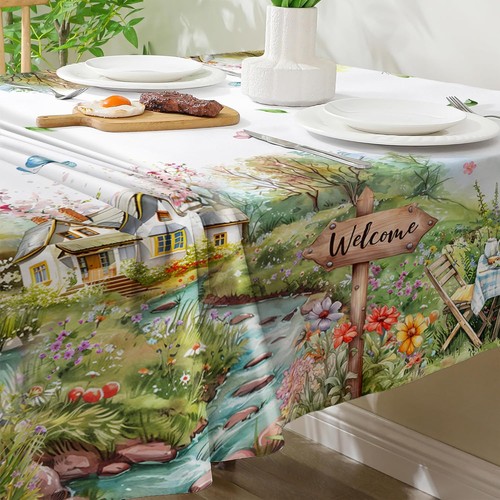 Spring Tablecloth 60x84 Inch for 60"x84"- Rectangle, River House | eBay