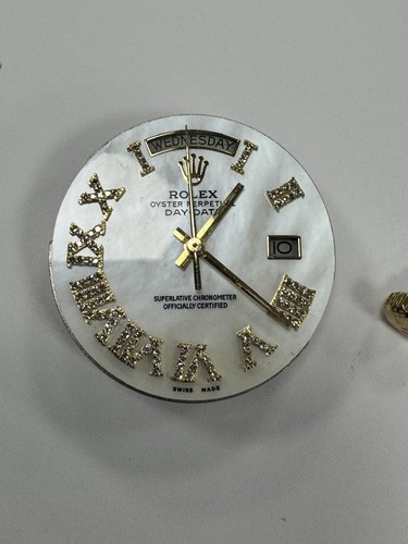 Genuine ROLEX 3055 Movement Aftermarket Diamond MOP Dial W/ Orig Crown ...