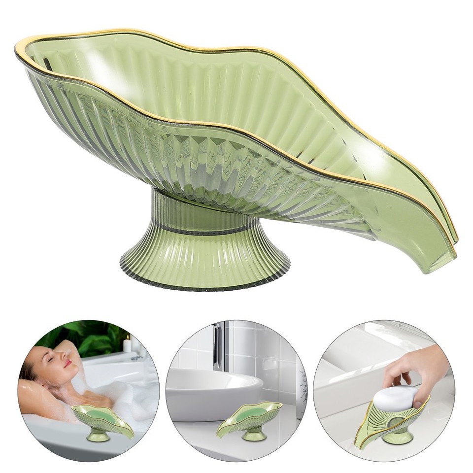 Bathroom Soap Tray Punch-free Wall-mounted Dish Self Draining Holder ...