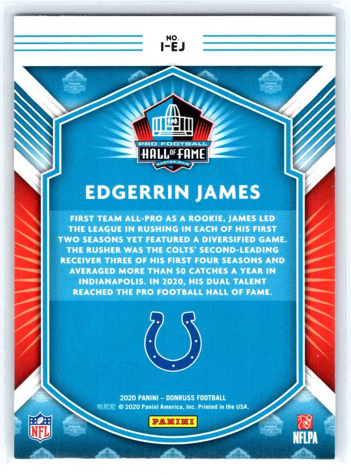 Edgerrin James 2020 Donruss #I-EJ Inducted | eBay