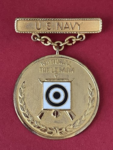 RARE VINTAGE U.S. Navy National Rifleman 10k GOLD COMPETITION BADGE ...