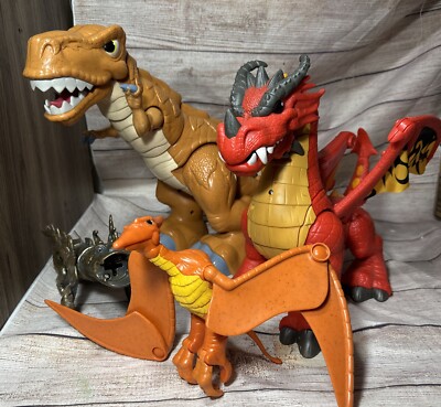 Imaginext Fisher-Price T-Rex Eagle Talon Red Winged Dragon LOT ...
