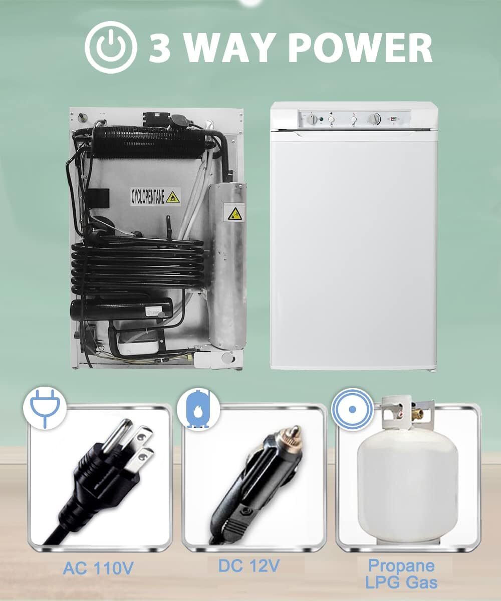 12V 110V Propane Fridge Freezer Campervan Caravan LP Gas Refrigerator 3 ...