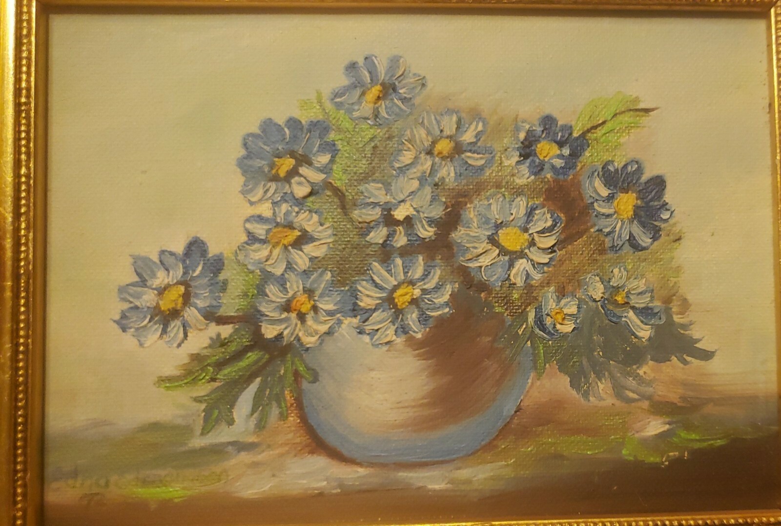 LOT OF 2 EDNA EDMONDSON ARTIST FLOWERS PAINTINGS BLUE PURPLE 5 X 7 | eBay