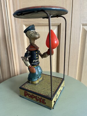 Original 1932 J Chein POPEYE Overhead Boxer Punching Bag Wind Up Tin ...