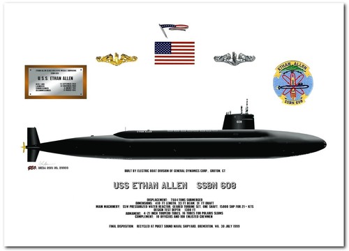 USS Ethan Allen SSBN 608, US Navy submarine print | eBay