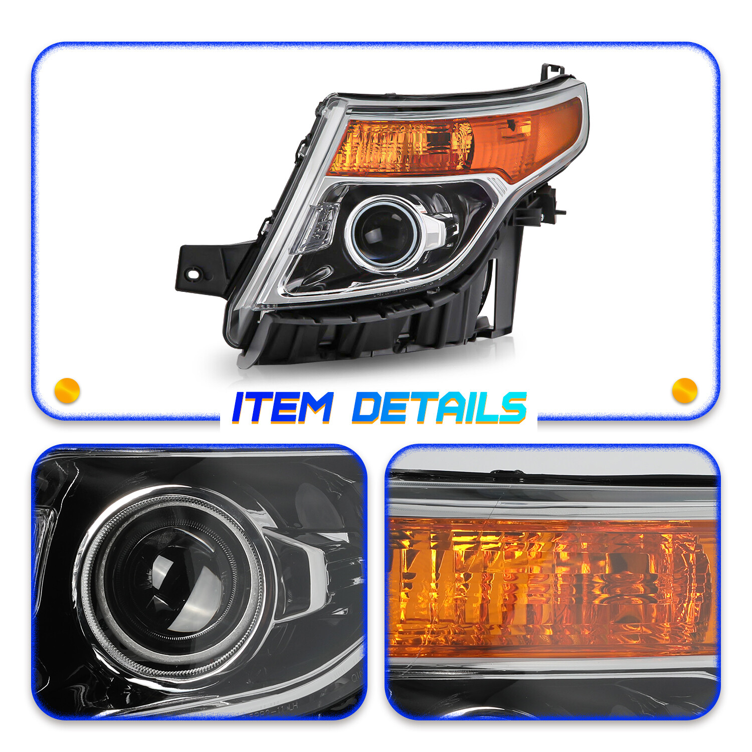 For 2011-2015 Ford Explorer Headlights Factory Style Halogen Headlamps ...