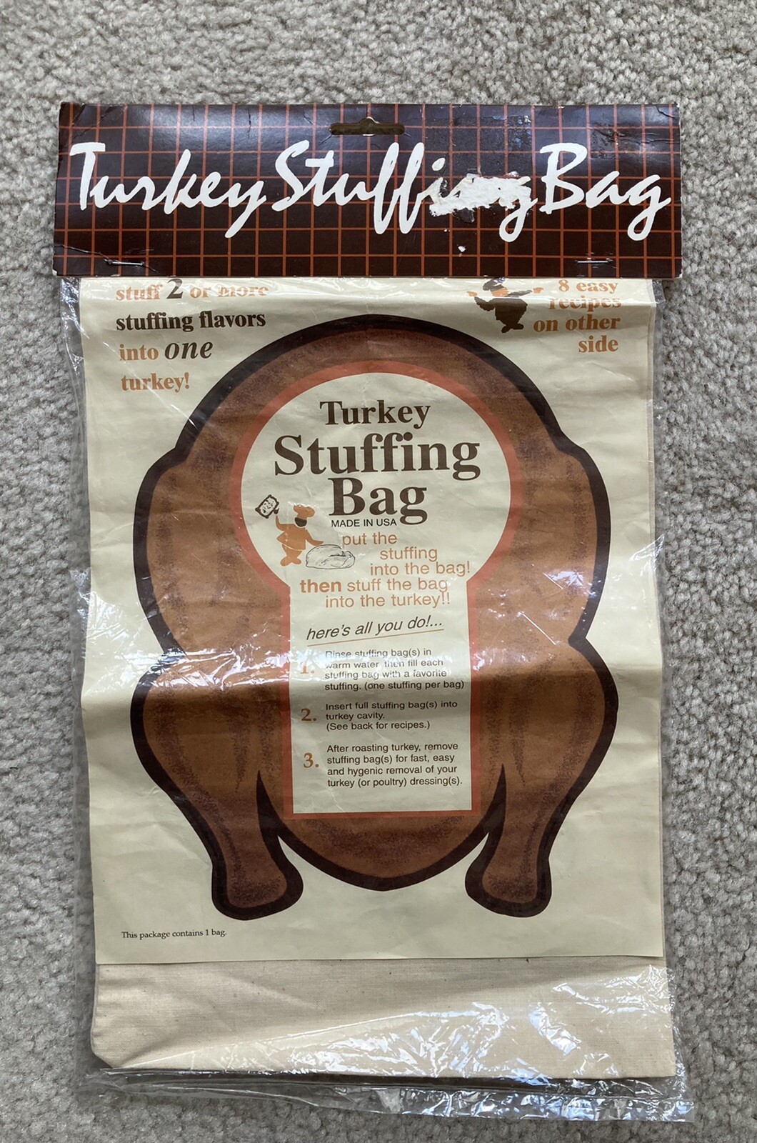 Turkey Stuffing Bag Clipper Mill Vintage Fabric Recipes Thanksgiving ...