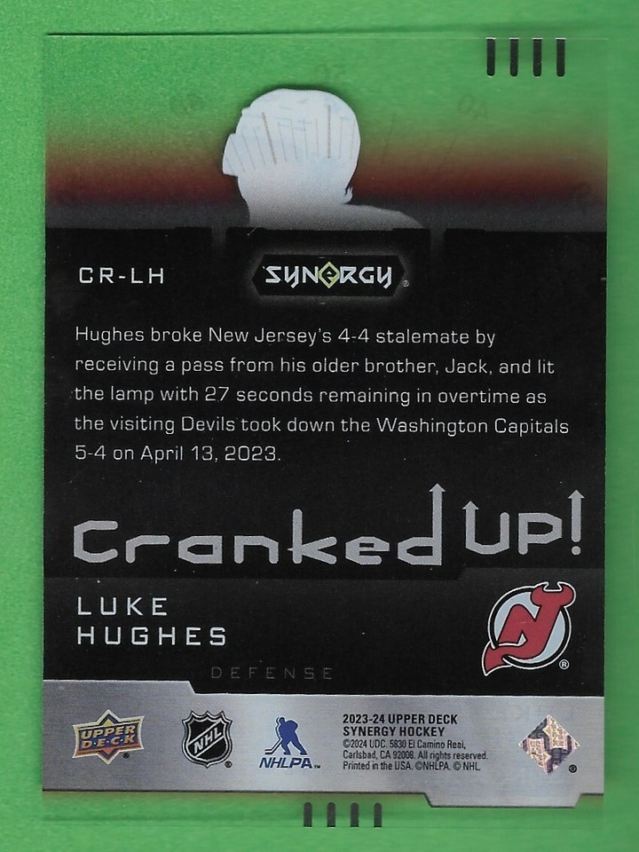 LUKE HUGHES 2023-24 UPPER DECK SYNERGY ROOKIE RC SP INSERT CARD #'D ...
