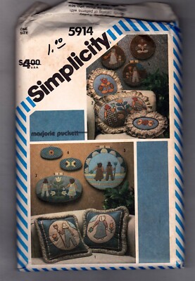 Vtg Simplicity SEWING CRAFT PATTERN 5914 COUNTRY APPLIQUE PILLOWS, WALL ...