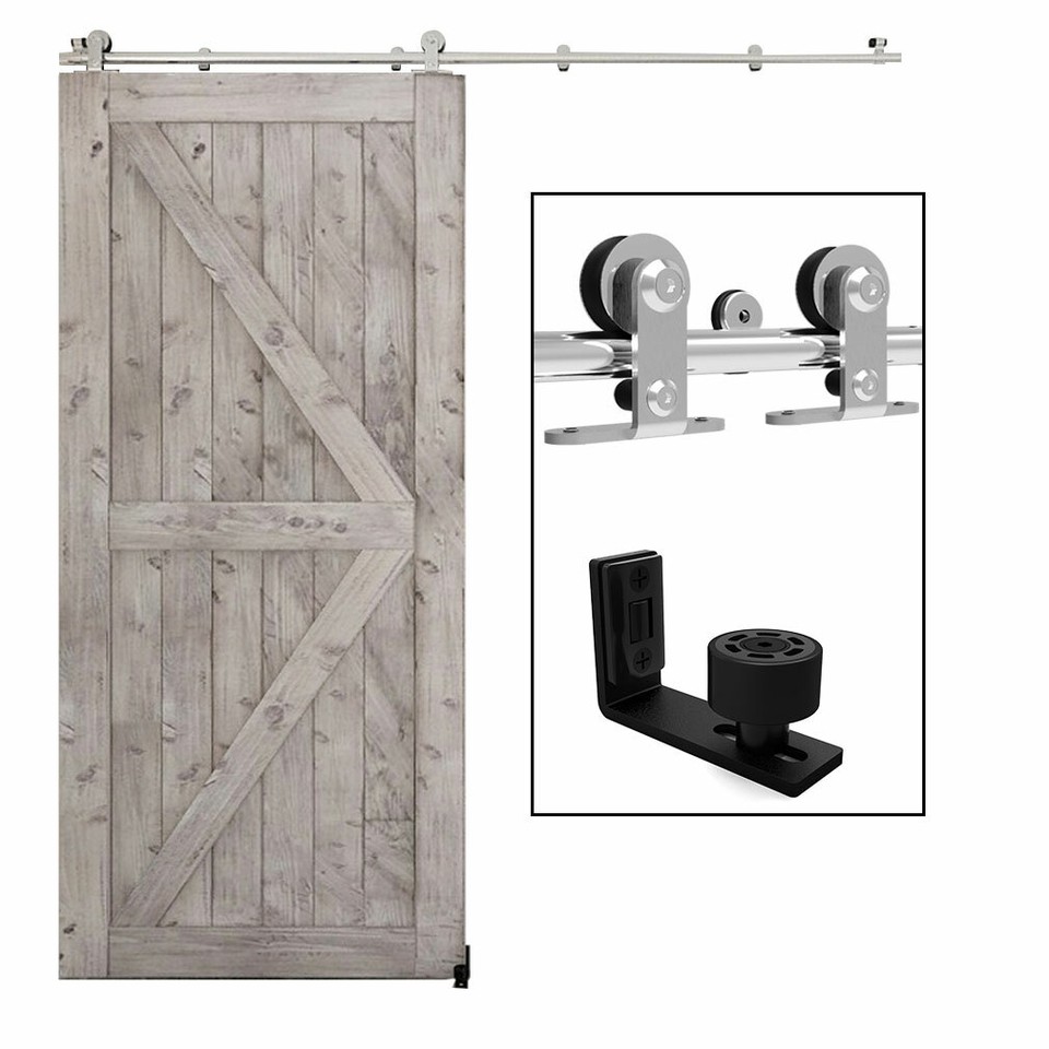 Sliding Barn Door Hardware Kit Track Adjustable Floor Guide,Stainless ...