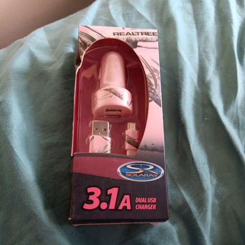 Solaray RealTree Dual Universal 3.1A Pink Camoflague Car Charger Micro ...