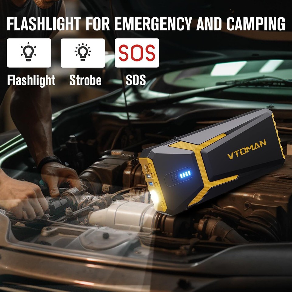 VTOMAN V10 Pro Jump Starter, 4500A Portable Car Starter 12V Lithium ...