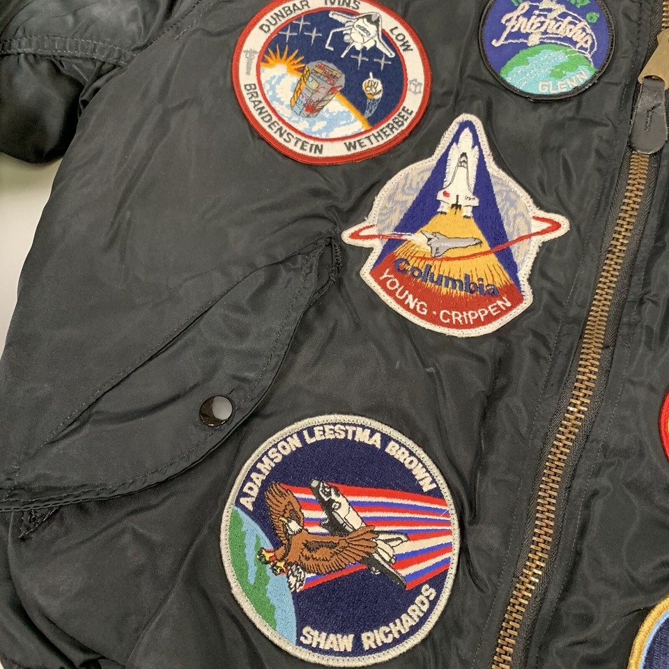 Vintage Bomber Jacket with NASA Patches BLACK size SMALL | eBay