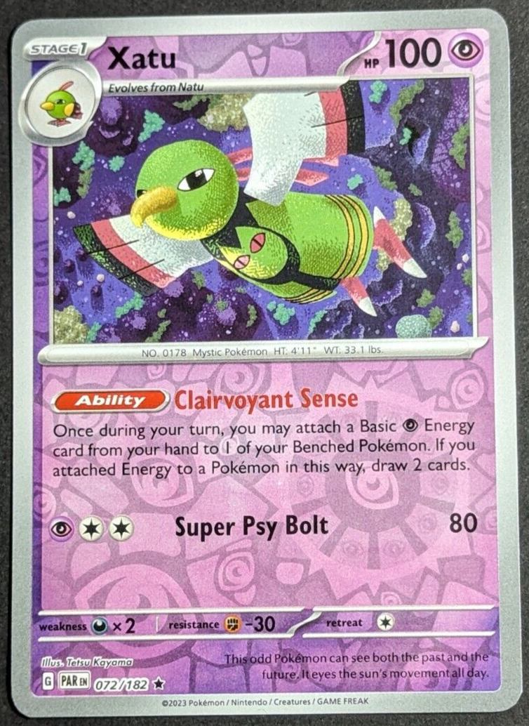 Xatu Reverse Holo NM 072/182 Paradox Rift Pokemon Card | eBay