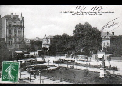 LIMOGES (87) TRAMWAY au CENTRAL HOTEL & HOTEL du 12° CORPS D'ARMEE en ...