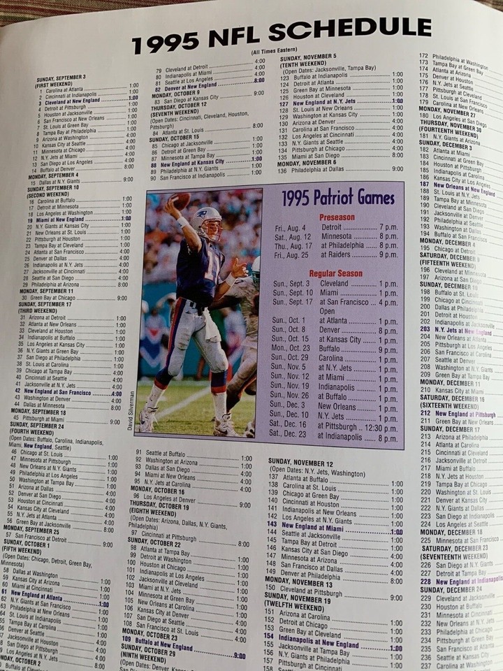 1995 NEW ENGLAND PATRIOTS SIDELINE REPORT MAGAZINE TY LAW ROOKIE ...