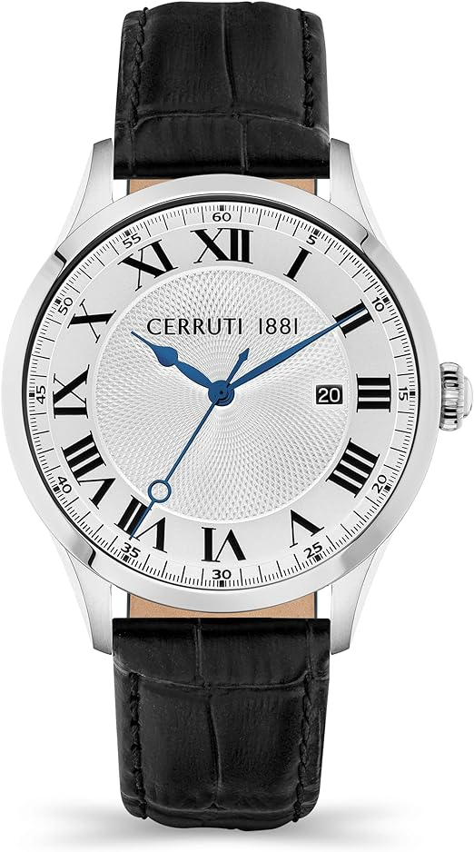 CERRUTI 1881 Unisex TORCEGNO Watch Black Leather Strap CIWGB2114102 ...
