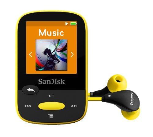 SanDisk 8GB Clip Sport MP3 Player, Yellow - LCD Screen and FM Radio ...