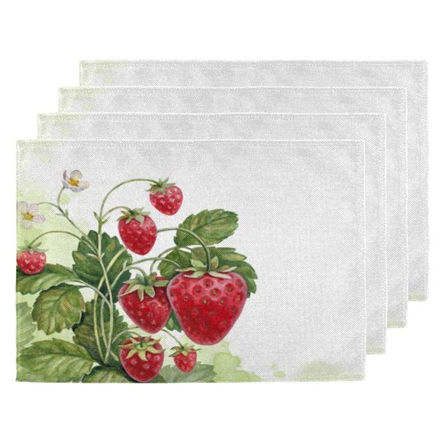 Strawberry Plants Placemats Set of 4 Table Mats Washable Placemat ...