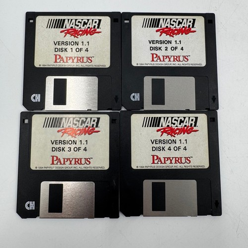 Papyrus NASCAR Racing Version 1.1 PC Game Floppy Disk Set of 4 Vintage ...