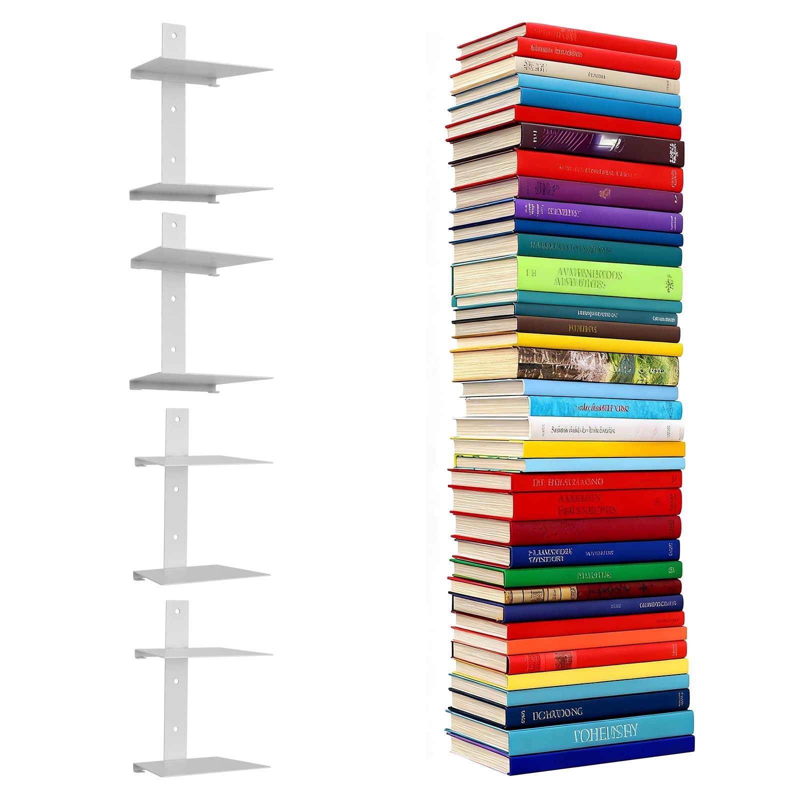 8 Tier Invisible Floating Bookshelves for Wall,Heavy Duty Floating Book ...